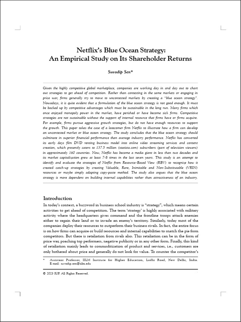 5. Netflix Blue Ocean Strategy | PDF | Errors And Residuals | Skewness