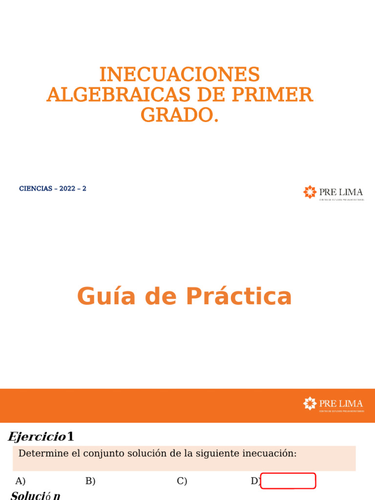 Guía de Práctica_Inecuaciones de primer grado | PDF | Economias