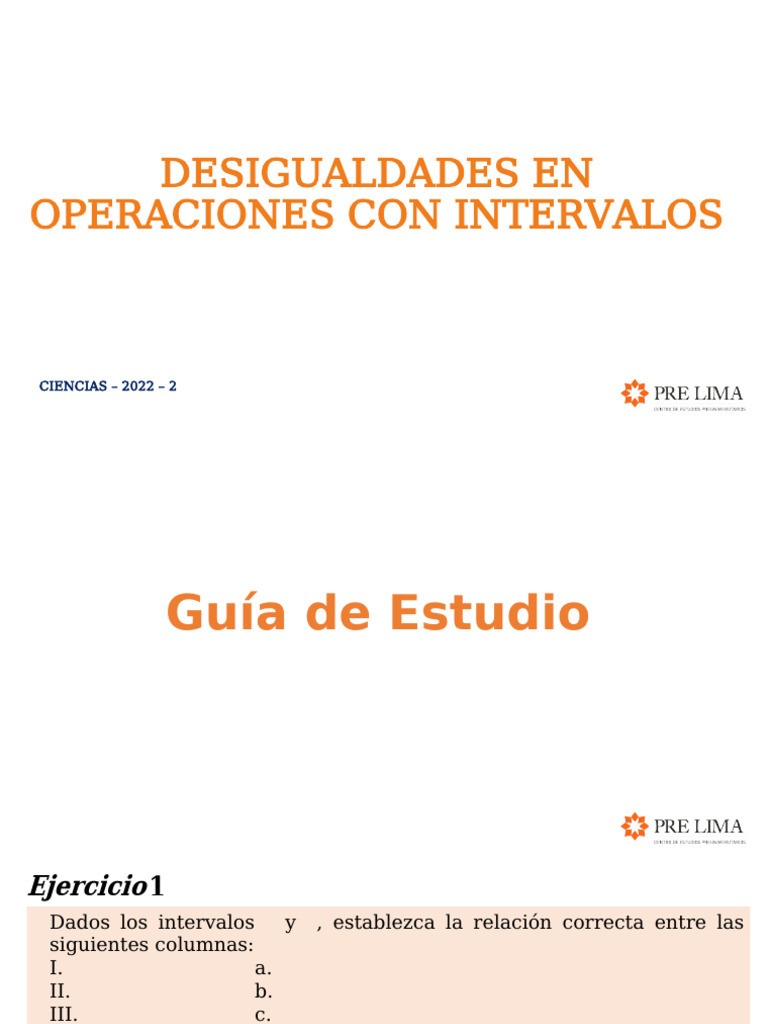Guia de Estudio_Desigualdad e intervalos | PDF | Matemáticas