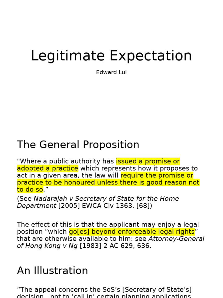 Legitimate Expectation | PDF | Justice | Crime & Violence