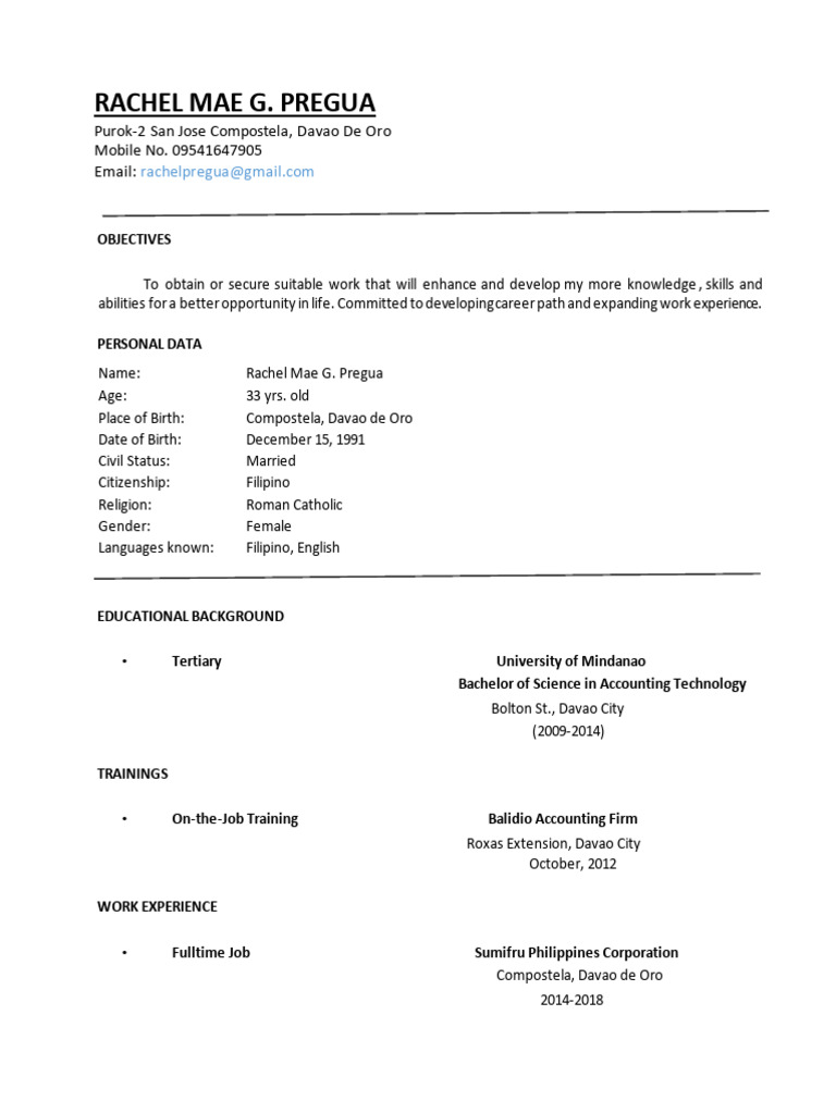Rachel Mae G. Pregua Resume | PDF