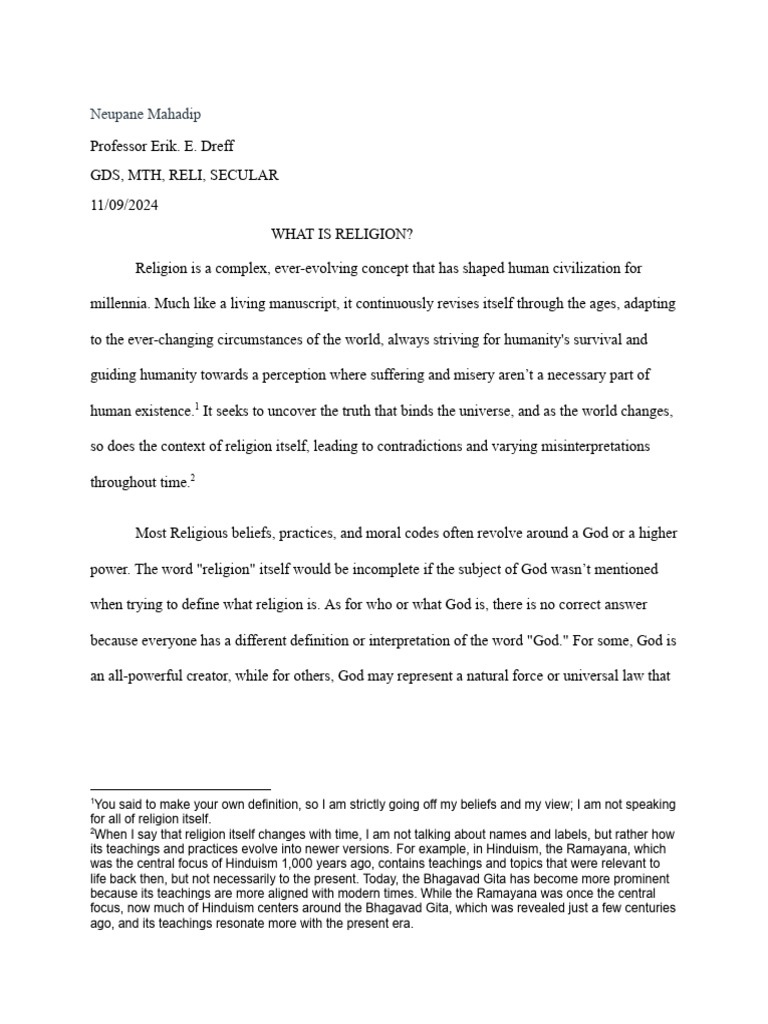 Assignment #1_ What is Religion_ Neupane Mahadip (2) | PDF | God ...