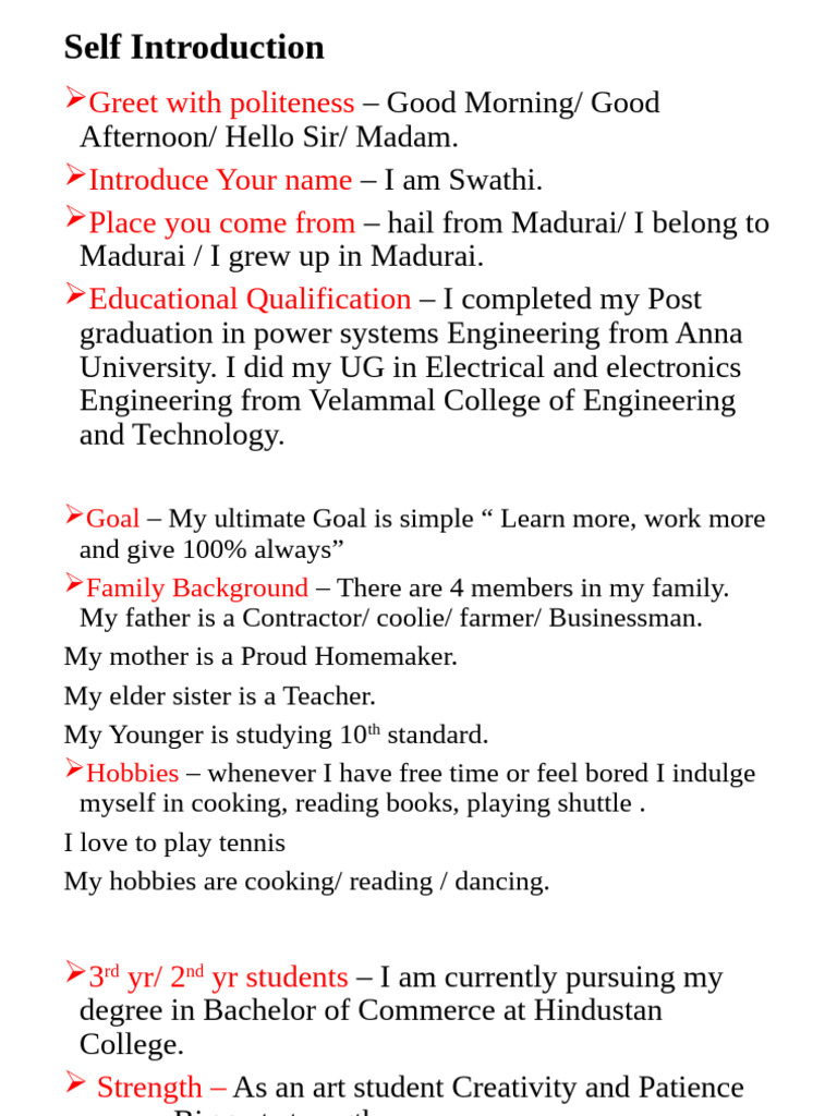 Self Introduction | PDF