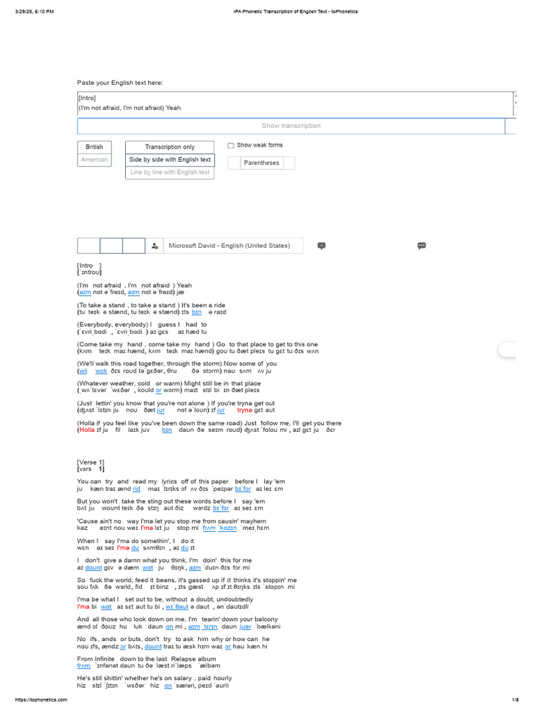 IPA Phonetic Transcription of English Text - toPhonetics | PDF | Graphemes | Human Communication