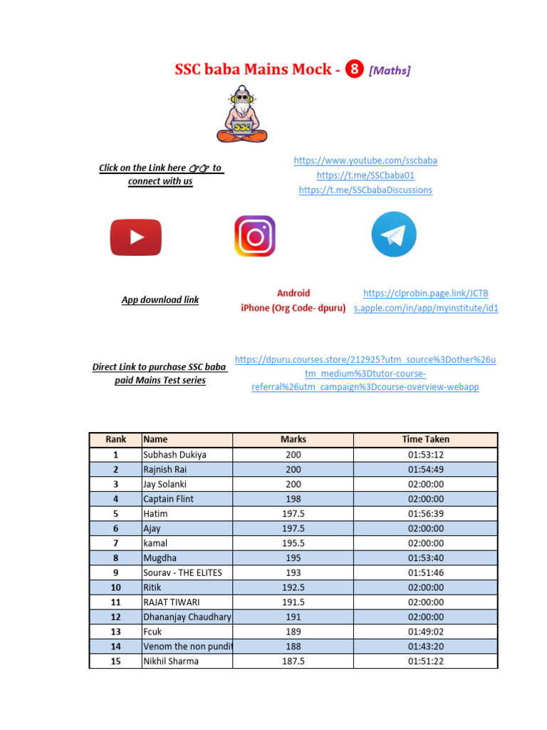 Live Mains Mock - 8 Ranklis | PDF