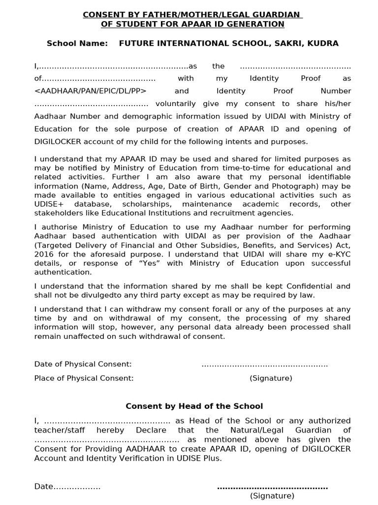 Consent_form_APAAR_Modified | PDF | Access Control | Privacy