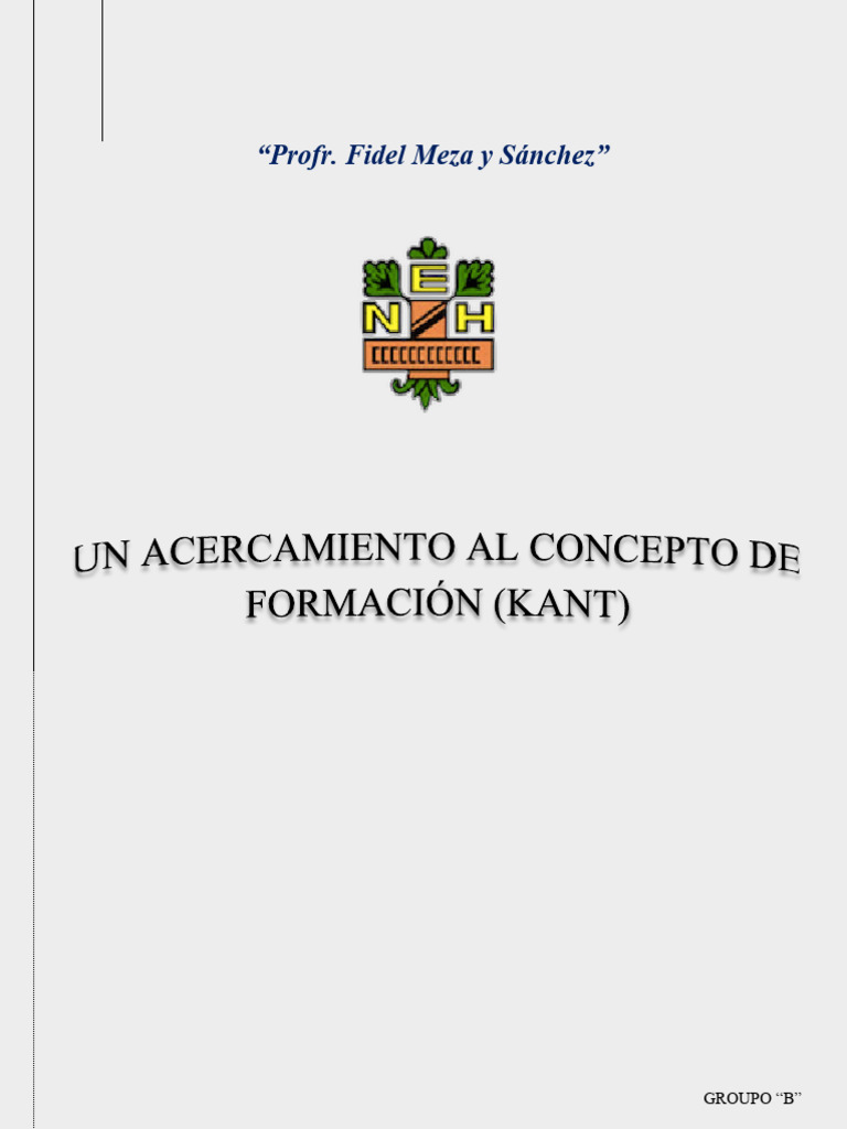 Un Acercamiento Al Concepto de Formacion (Kant) | PDF | Immanuel Kant | Humano