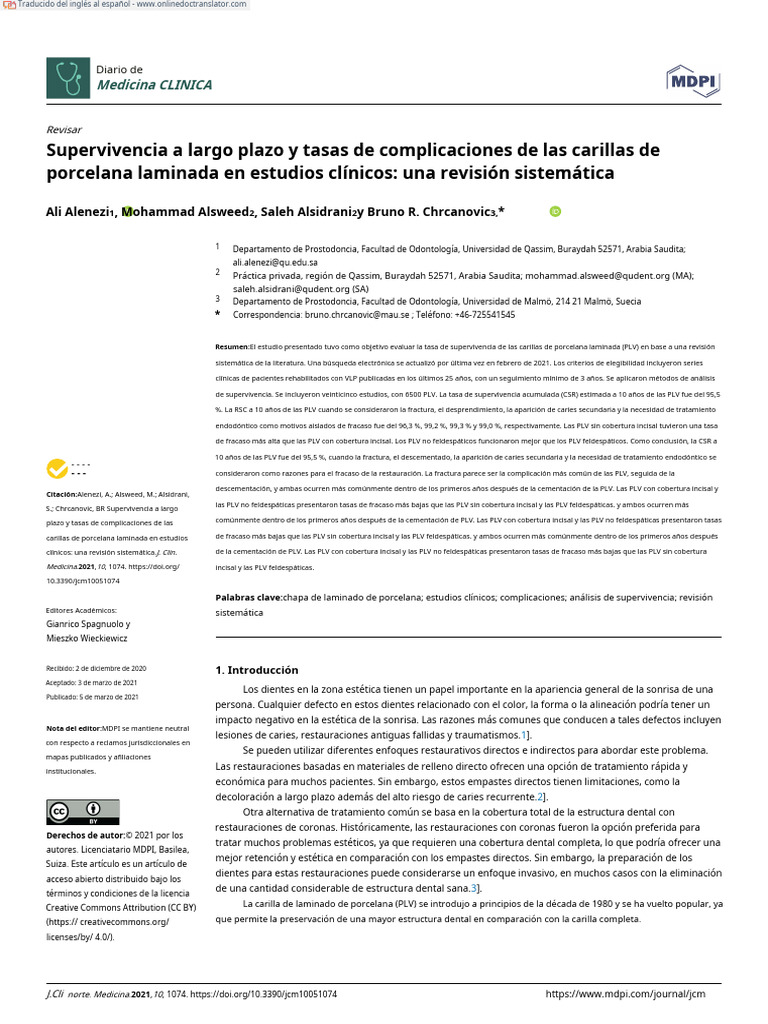 Supervivencia de carillas de porcelana | PDF | Spss