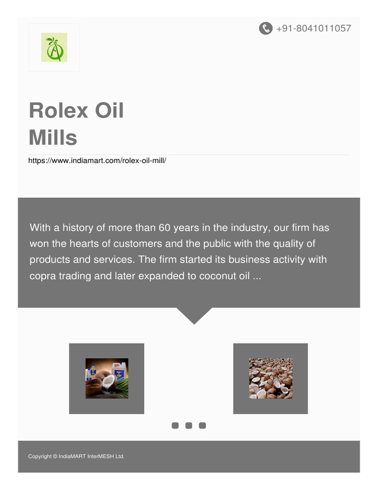 Rolex Oil Mills | PDF