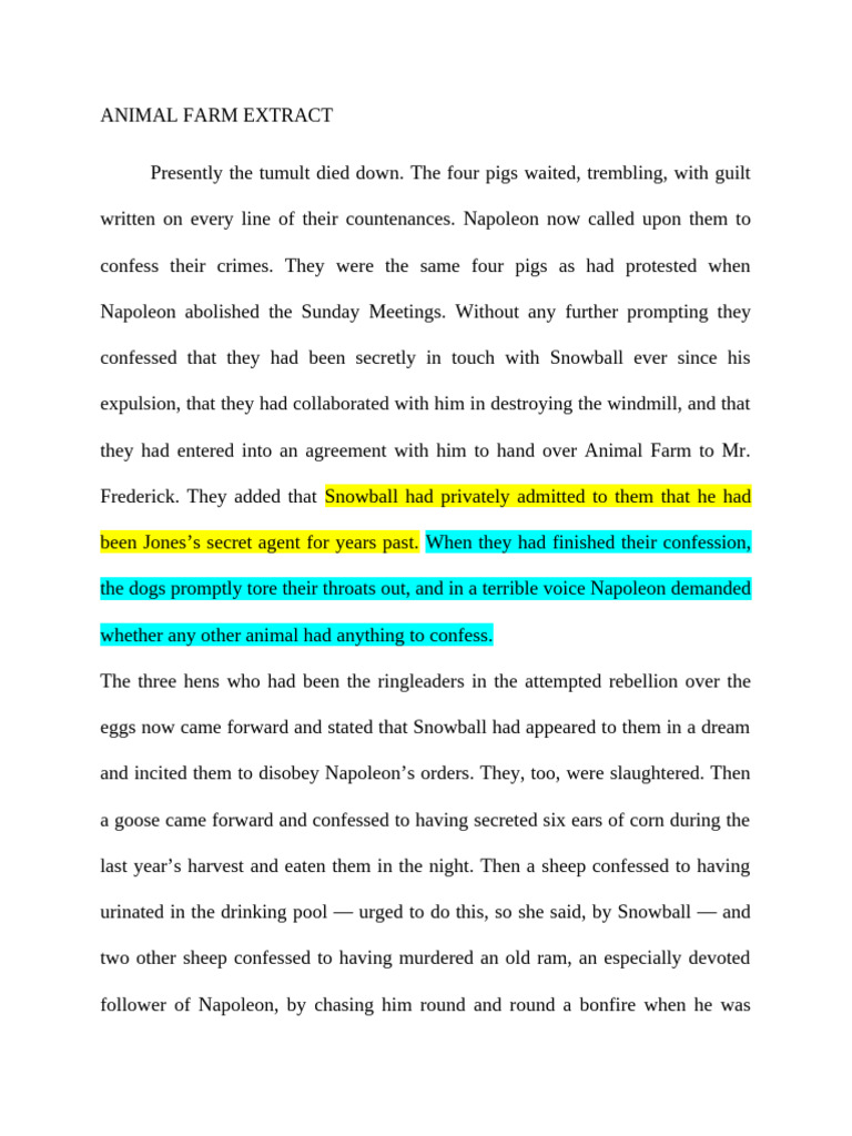 Animal Farm Extract | PDF