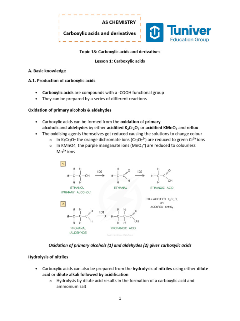 Topic 18 - Carboxylic Acids and Derivatives - Students | PDF | Ester | Acid