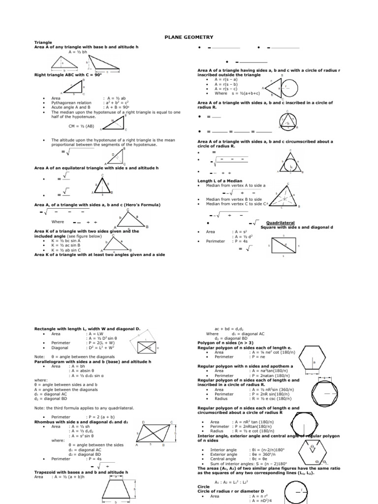 Plane Geometry 2025 | PDF | Circle | Area