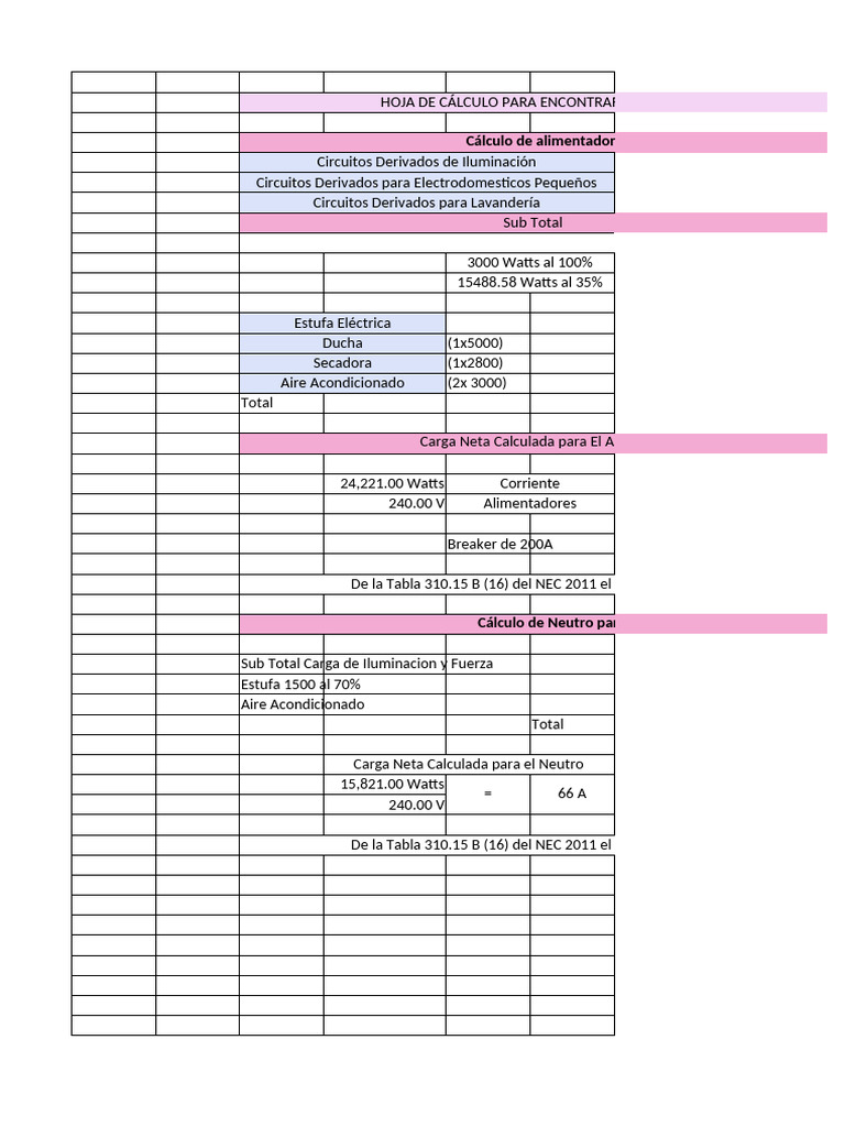 Memoria de Cálculo Instalaciones ElectricasO | PDF | Vatio | Poder (Física)