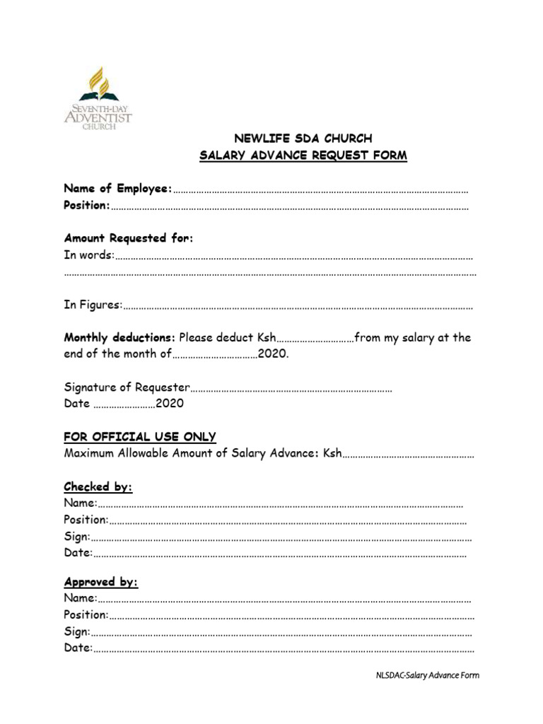 SDA-Salary Advance Request Form | PDF