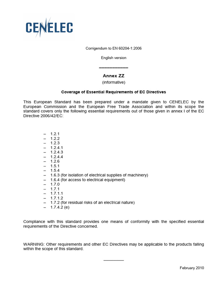 EVS EN 60204 1 2006 AC 2010 en | PDF