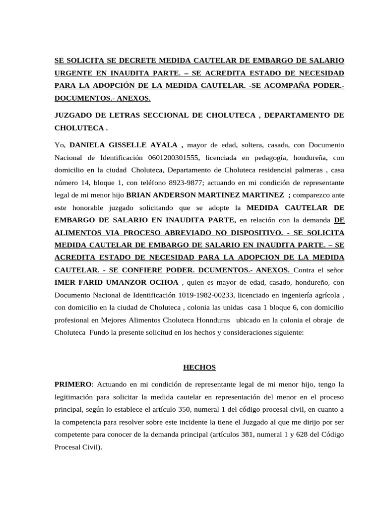 Solicitud-De-Medida-Cautelar-Embargo-De-Salarios-En-Inaudita-Parte Juan ...