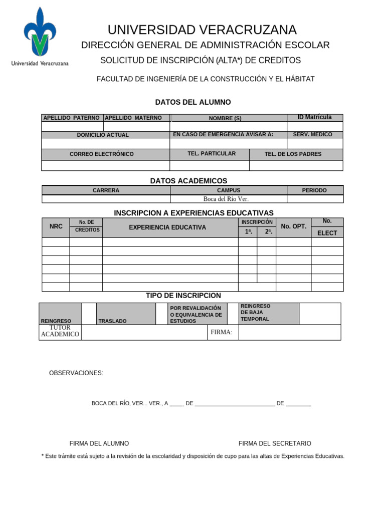 Formato Altas EE FICH | PDF