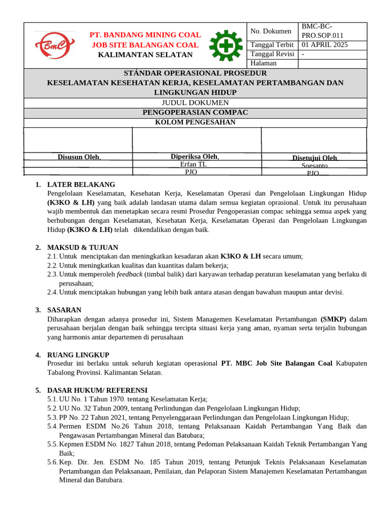 FORMAT FIKS PEMBUATAN SOP | PDF