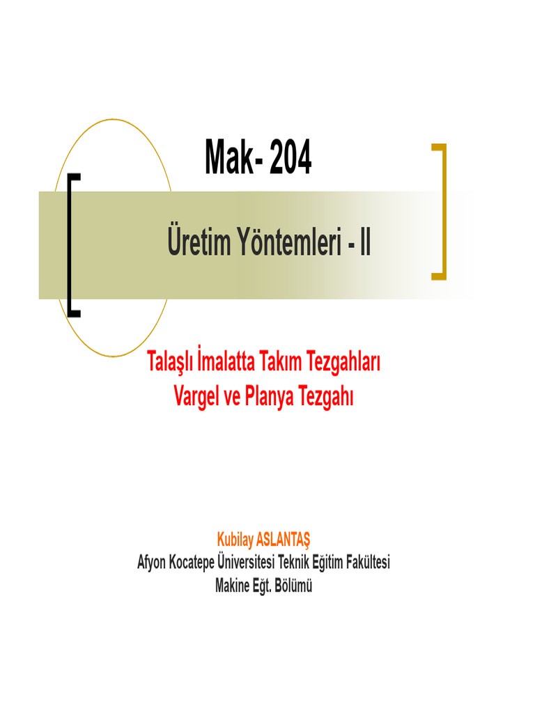 Vargel Ve Planya Tezgahc4b11 | PDF