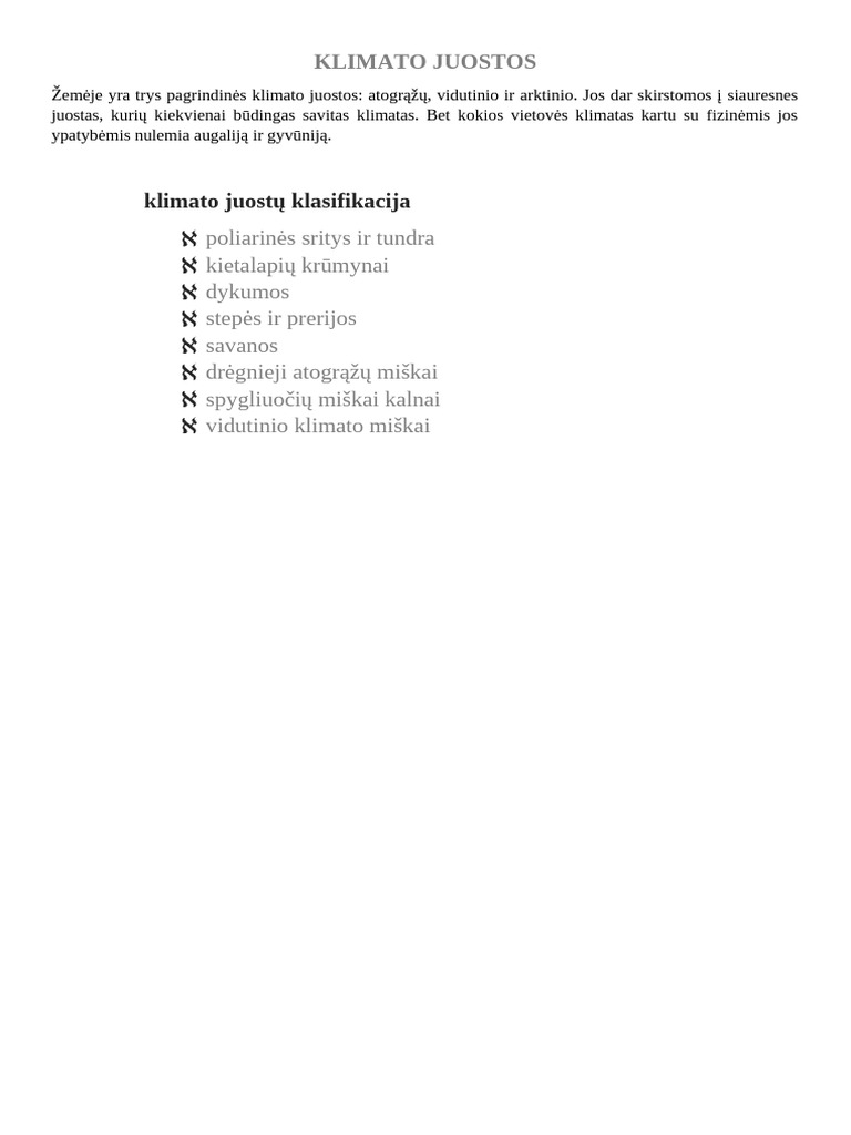 Klimato Juostų Klasifikacija | PDF