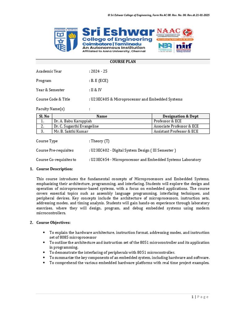 Course Plan Moodle | PDF | Embedded System | Constructivism (Philosophy ...