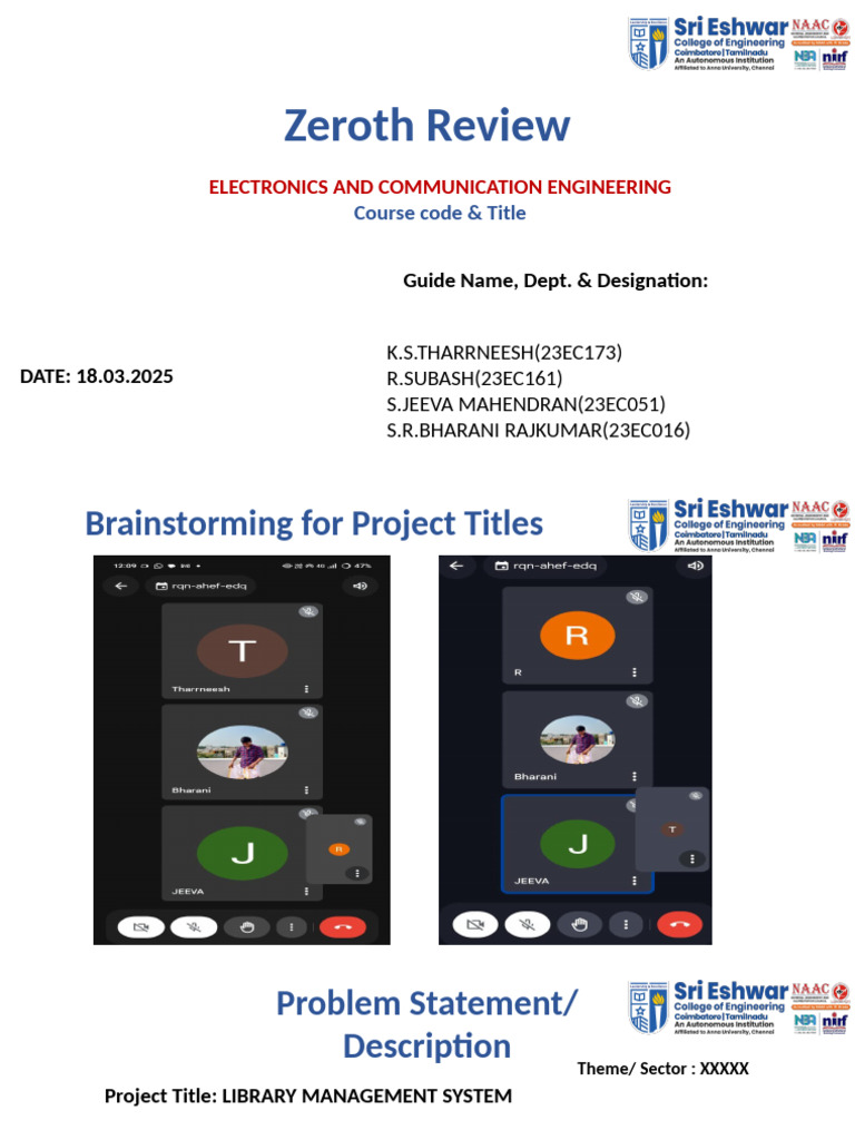 Zeroth Review PPT Template - II Mech-1 | PDF | Databases | Usability