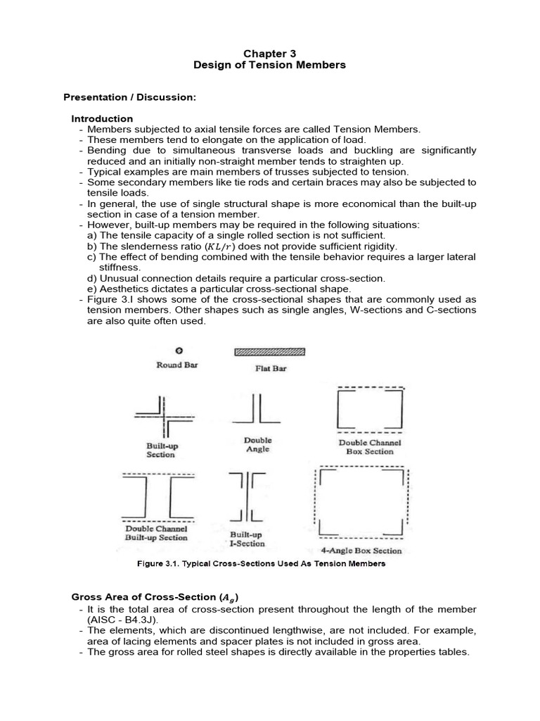 Chapter 3 - Design of Tension Members | PDF | Strength Of Materials ...
