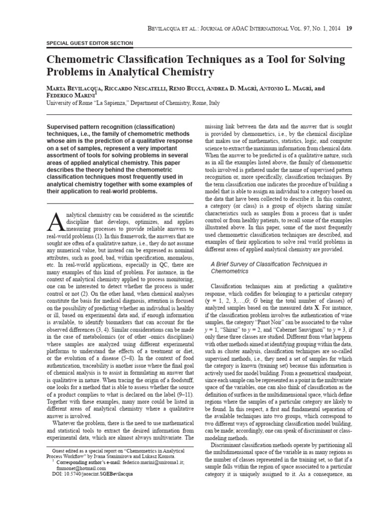 Chemometric Classification Techniques As | PDF | Chemometrics | Regression Analysis