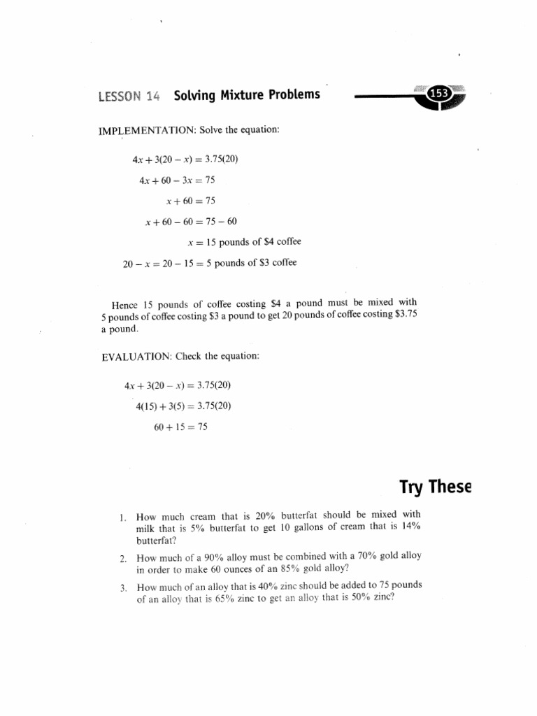 Mixture Problem | PDF