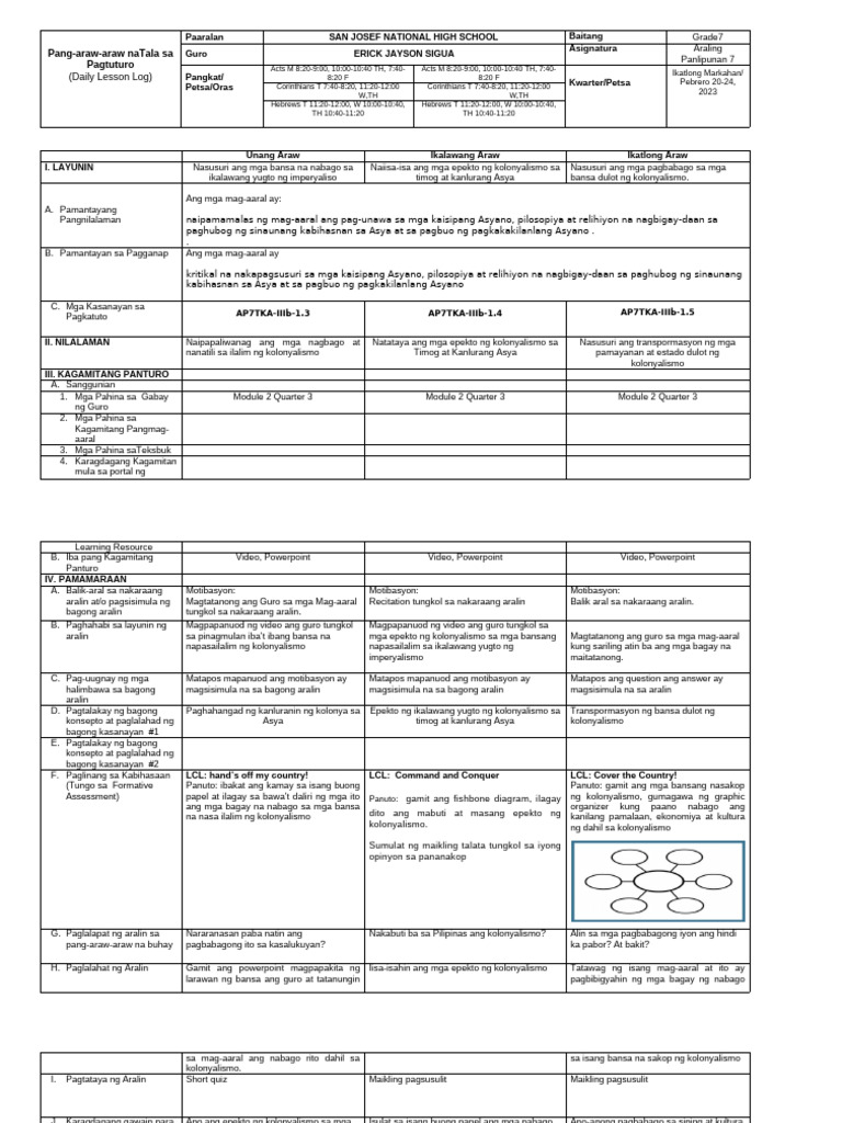 DLL 3rd Q Week 3 | PDF