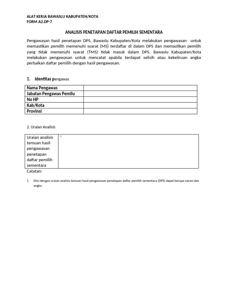 7. Kabko Hasil Analisis Penetapan DPS | PDF