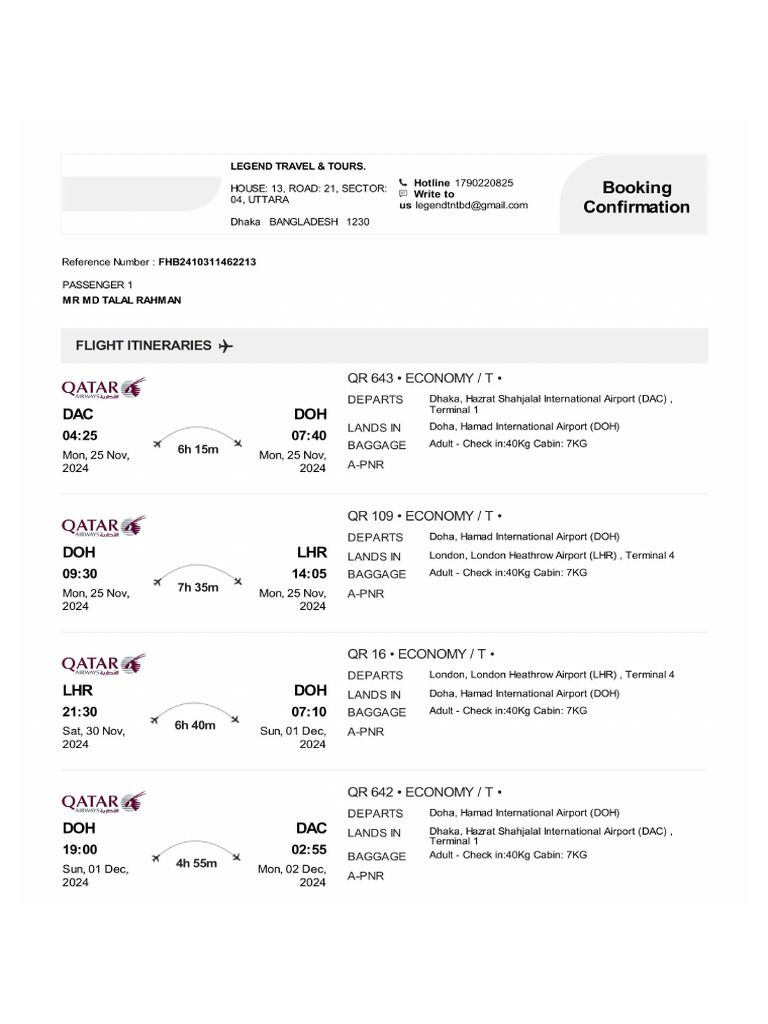 Confirmed Air Ticket booking | PDF