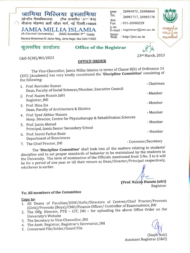 Office Order Ordinance Ac 14 2023march23 | PDF | Dean (Education ...