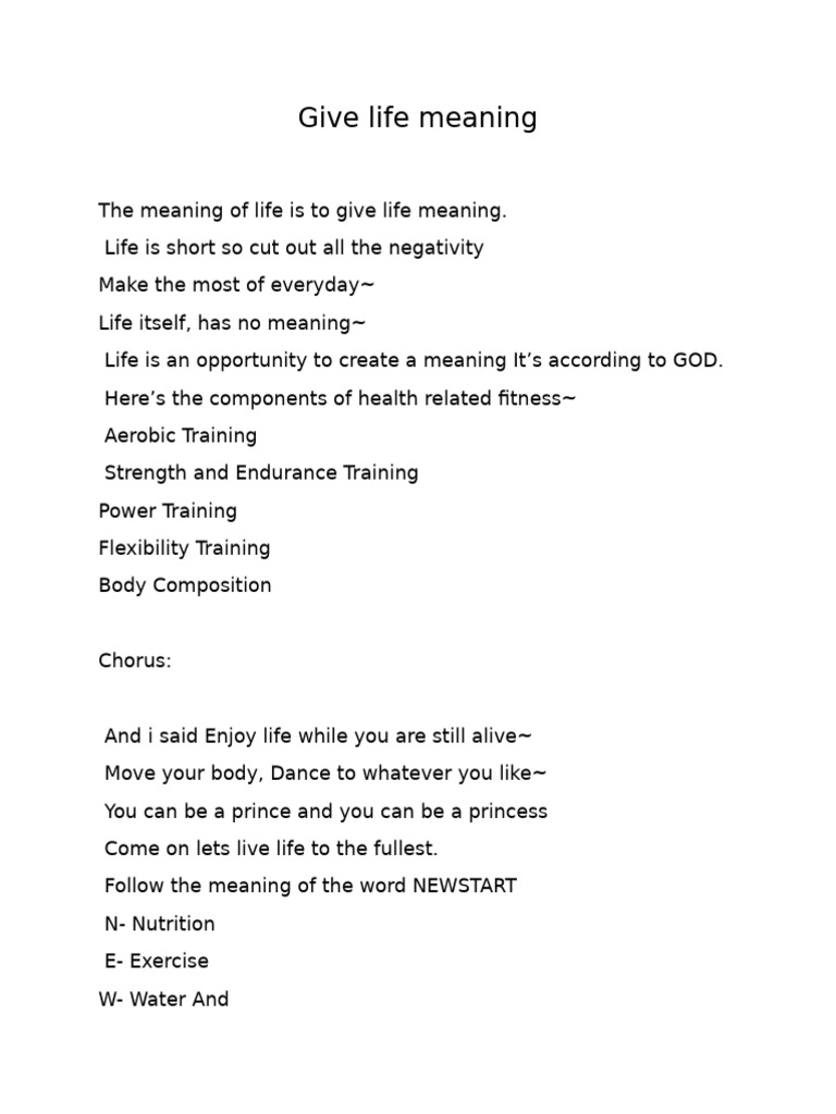 Give Life Meaning | PDF