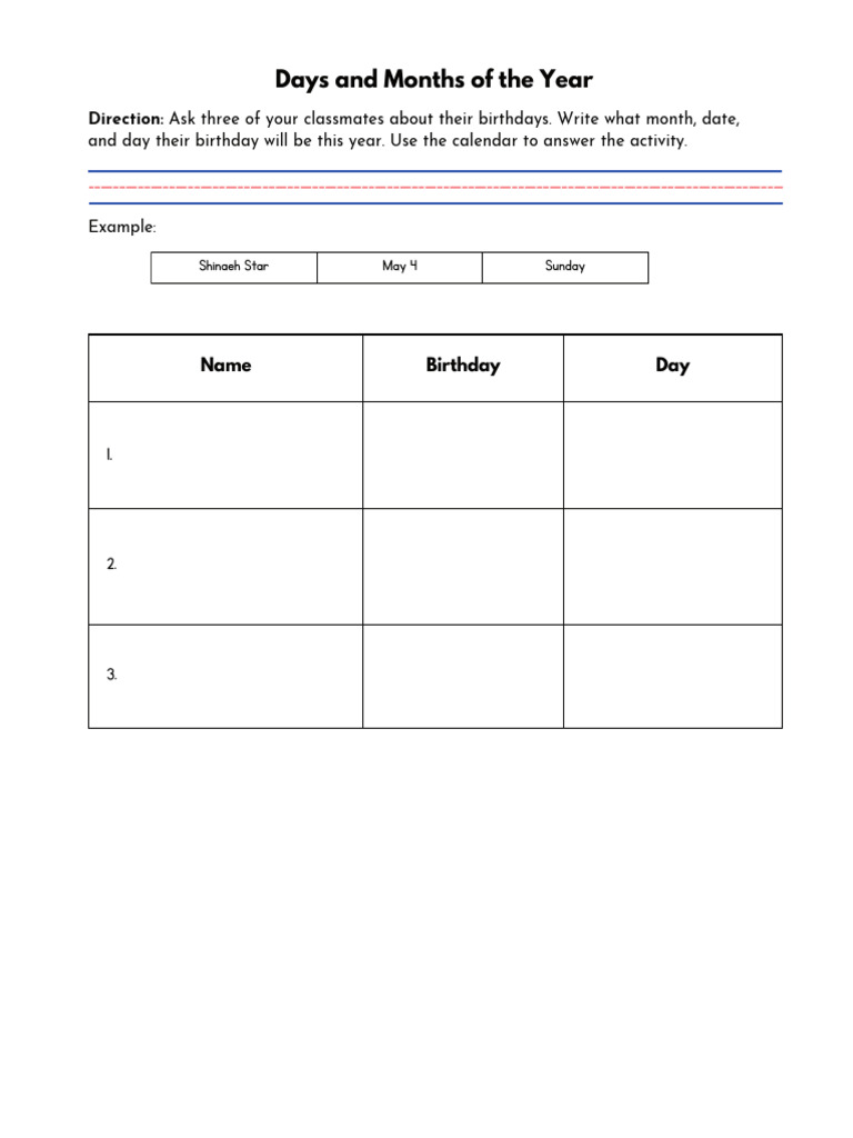 Days and Months of The Year | PDF