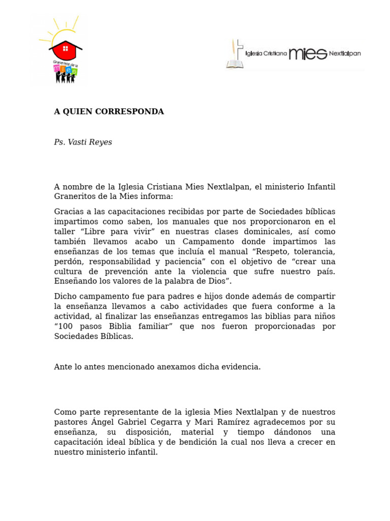 A Quien Corresponda | PDF
