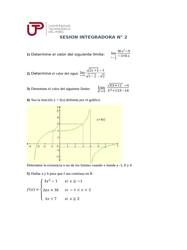 Sesion Integradora para Parcial Mat Ing I | PDF