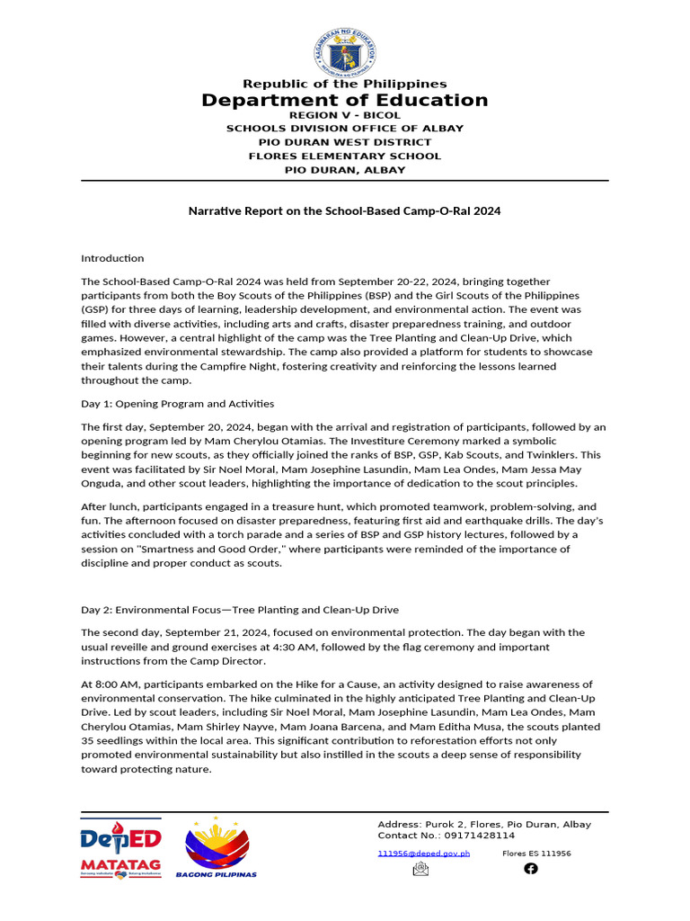 Narrative Report BSP 2024 | PDF