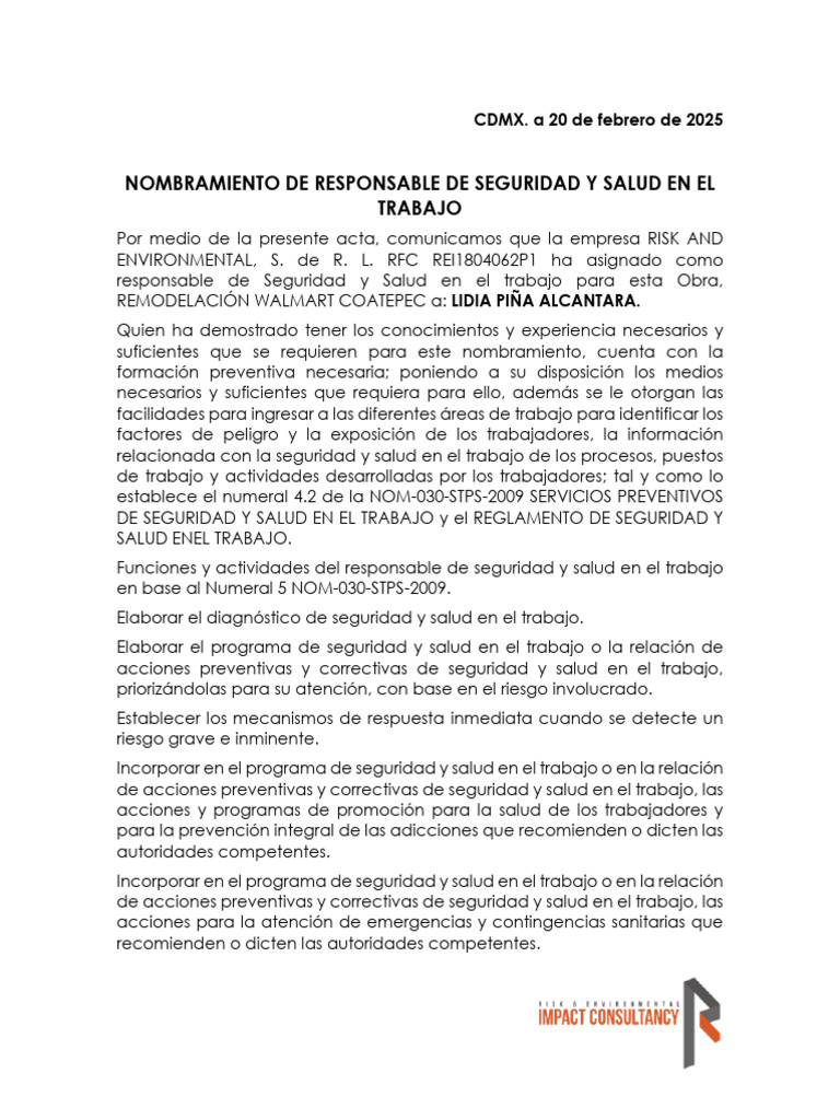 Nombramiento de Lidia Piña Risk-Coacalco | PDF