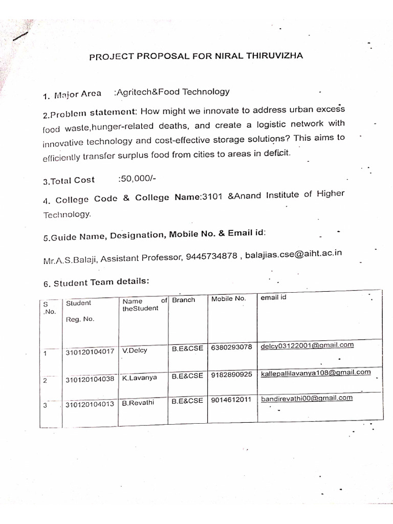Project proposal Agritech&food technology Niral Thiruvizha Delcy (1) | PDF