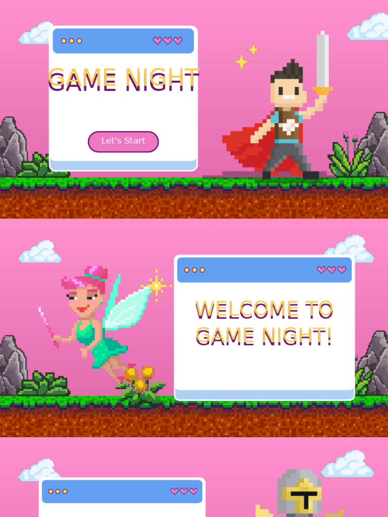 Pink and Yellow Retro PIxel Style Game Night Presentation | PDF