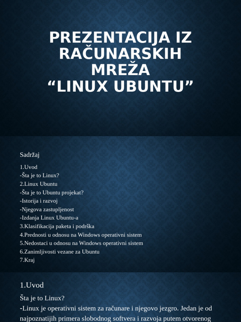 Prezentacija iz računarskih mreža Linux Ubuntu | PDF