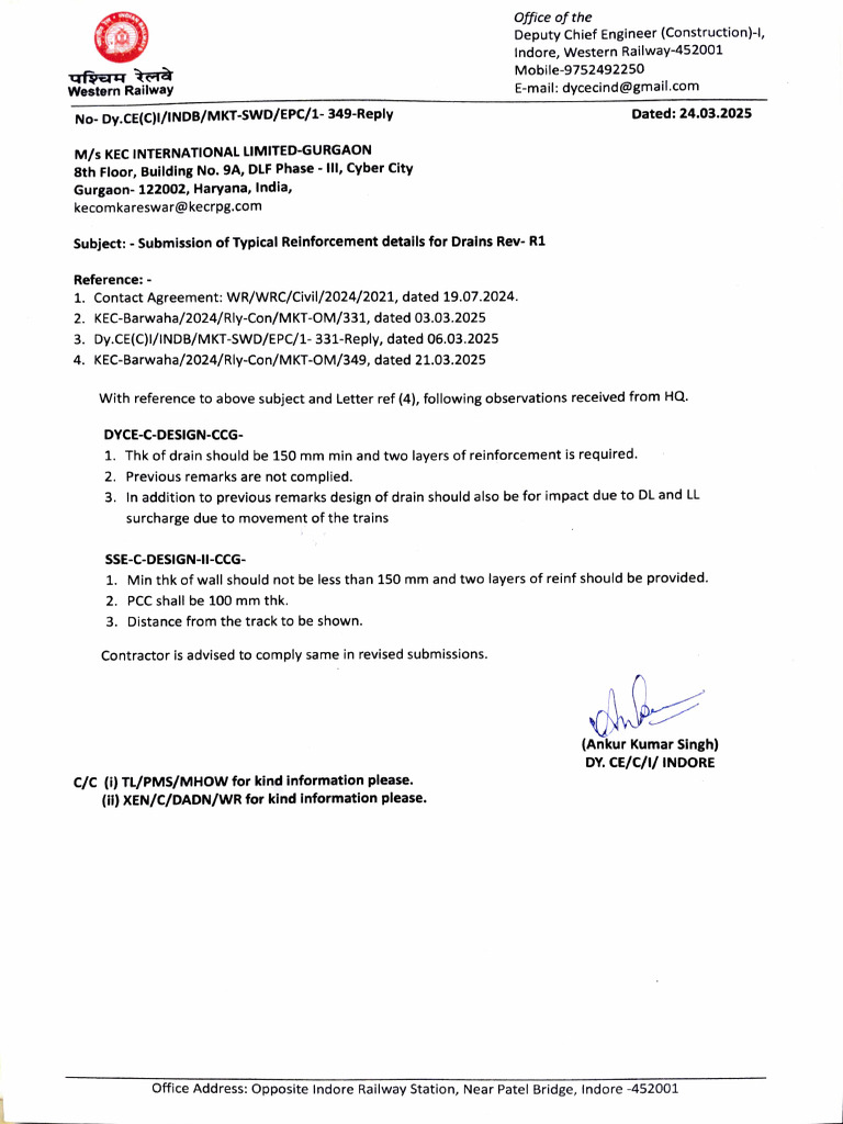 349-Reply-Submission of Typical Reinforcement details for Drains Rev ...
