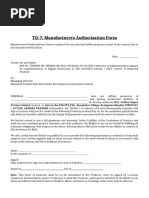 Manufacturer Authorization Form | PDF | Finance & Money Management