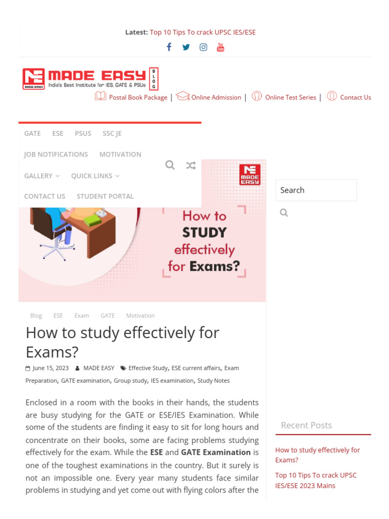 Effective Study Strategies for GATE/ESE | PDF | Attention | Study Skills