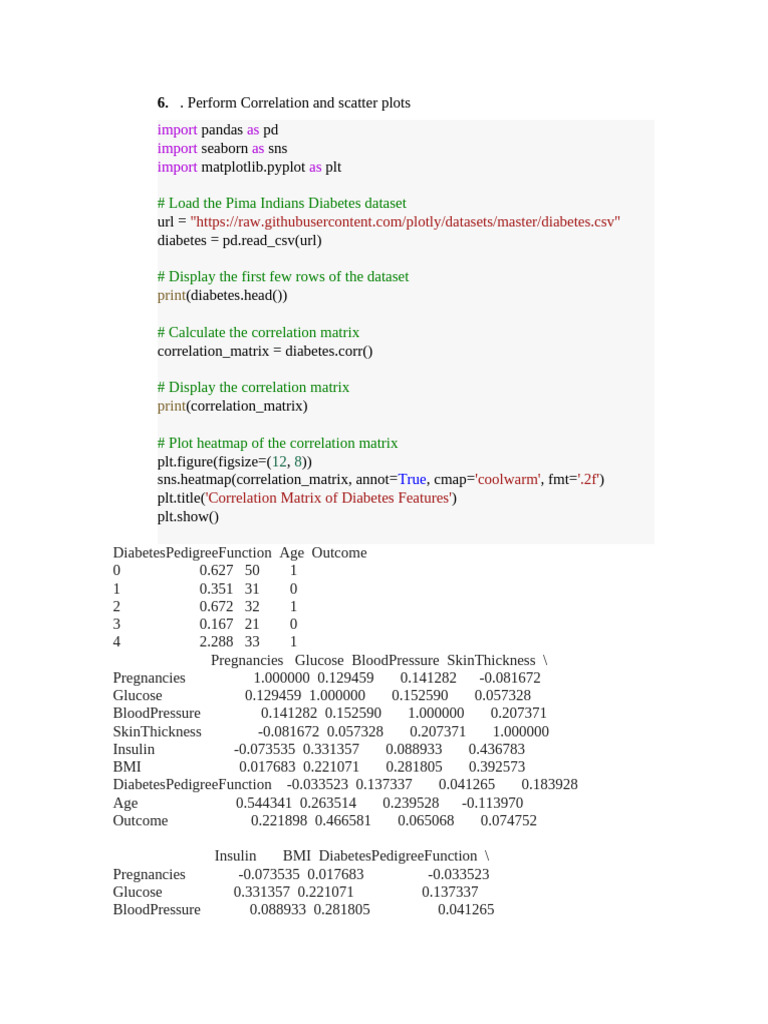 Diabetes Dataset Correlation Analysis | PDF | Diabetes | Medical ...