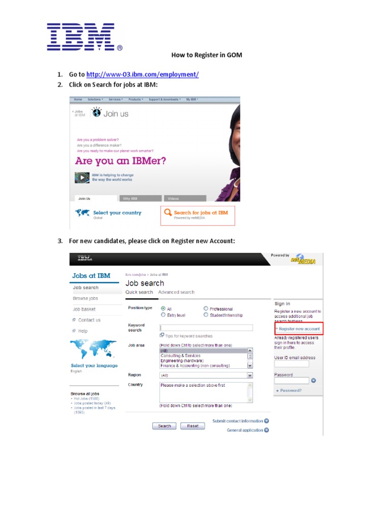 Registering for IBM Jobs in Asia Pacific | PDF | Career & Growth