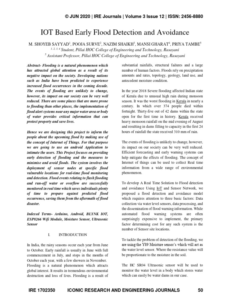 IOT Based Early Flood Detection and Avoidance3 | PDF | Internet Of Things | Flood