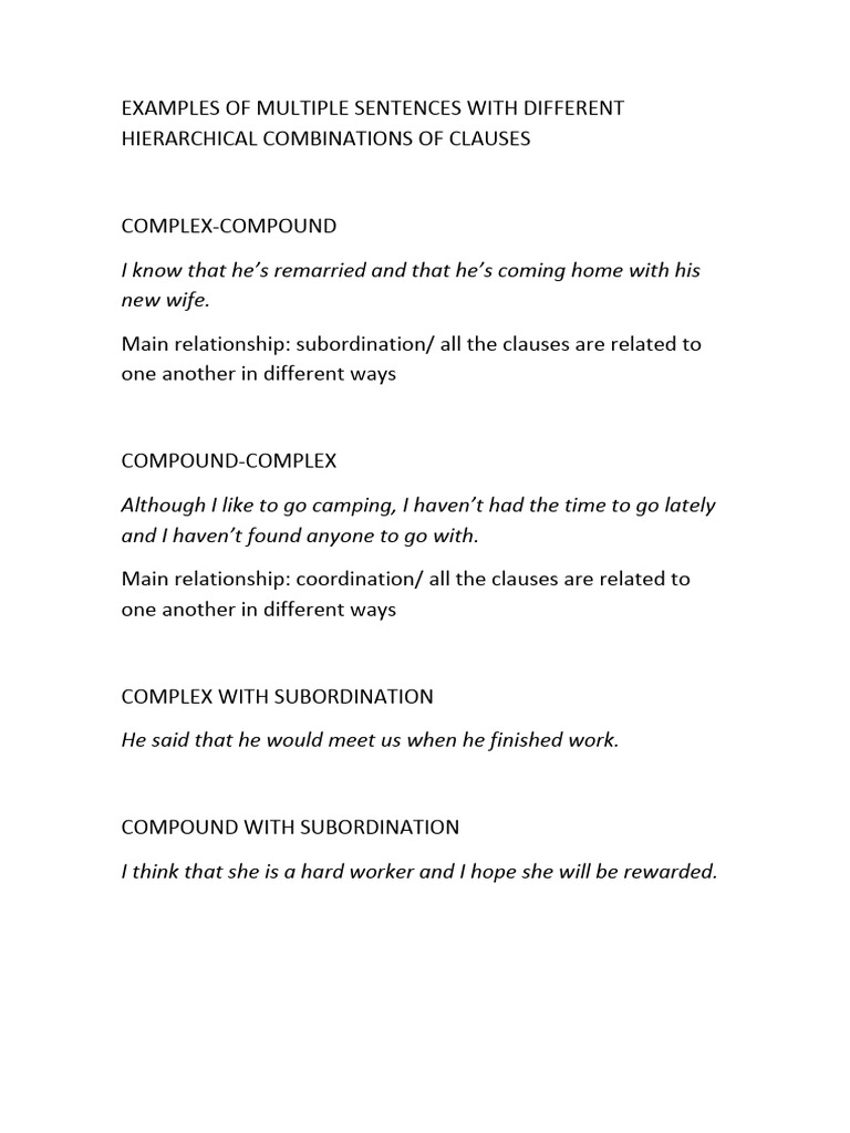 2.extra Examples (Complex and Compound Sentences) | PDF