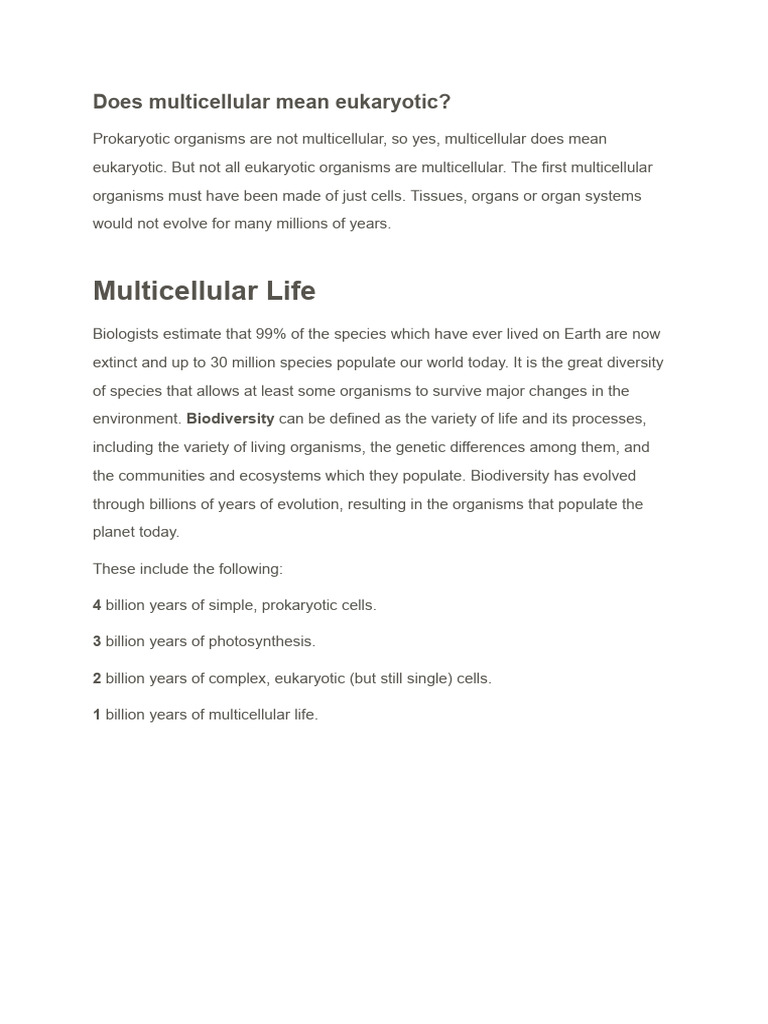 Copia de FROM UNICELLULAR TO MULTICELLULAR LIFE | PDF | Life | Cell ...